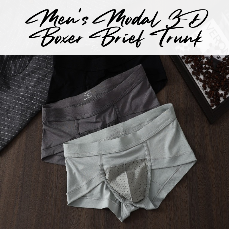 Men's Boxer : Modal Fabric Half Mesh Pouch 3D Design Boxer Brief Trunk ...